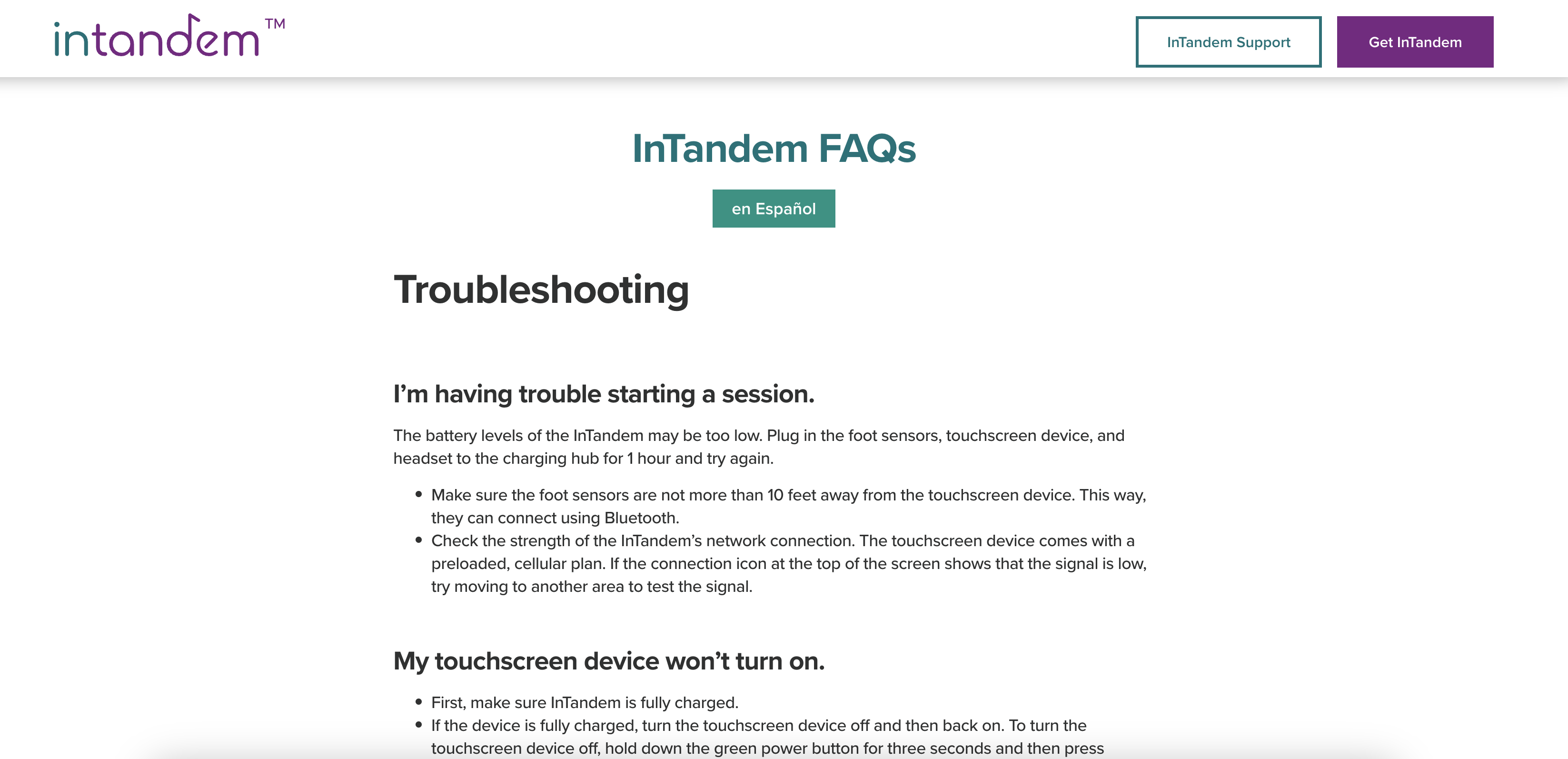 Troubleshooting and FAQs | InTandem™ by MedRhythms
